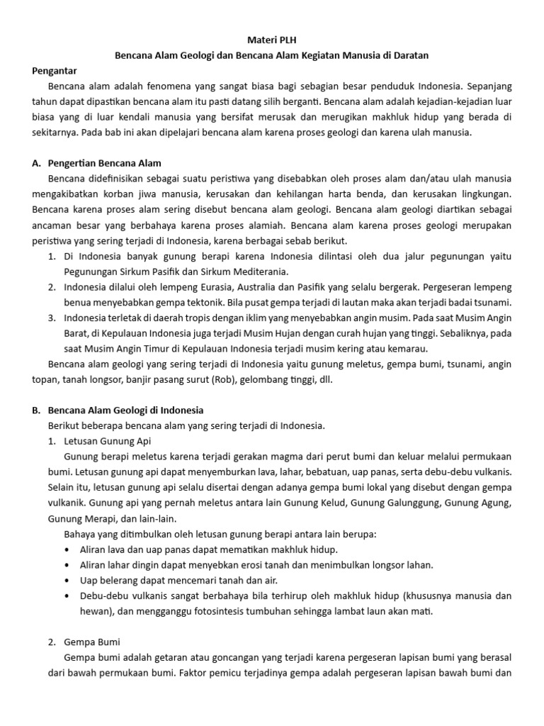 Materi PLH - Bencana Alam | PDF