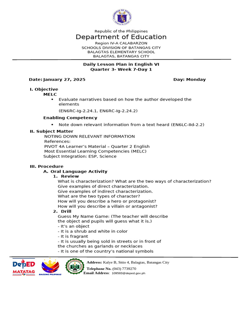 Day 1-2 Noting Relevant Information | PDF | Reading Comprehension