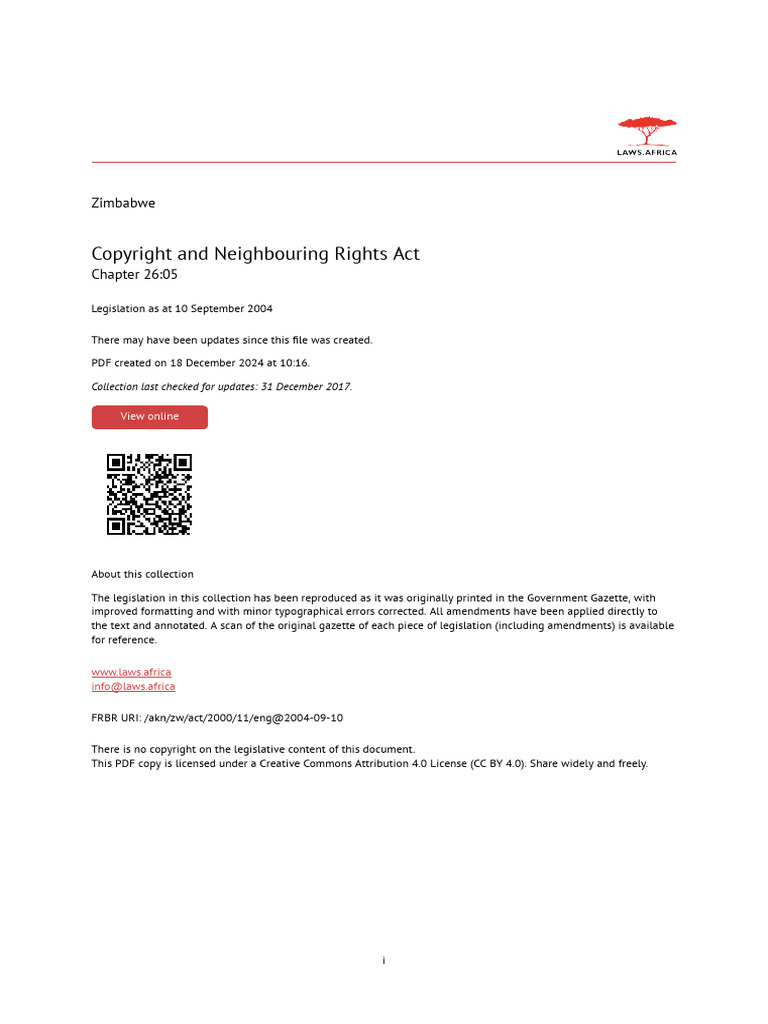 Copyright and Neighbouring Rights Act | PDF | Copyright | License