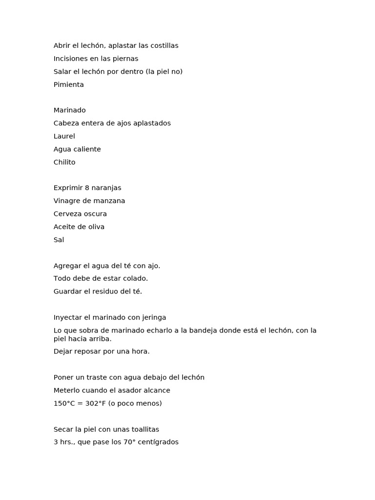 Receta de Lechón Asado Perfecto | PDF