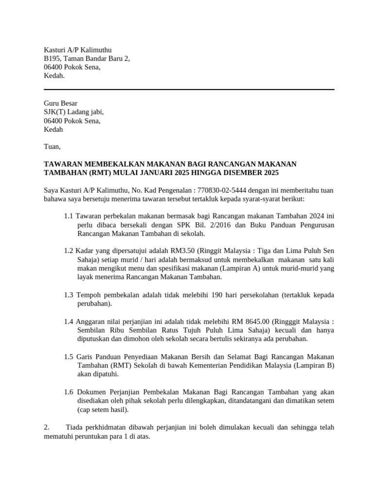 TAWARAN RMT 2025 | PDF