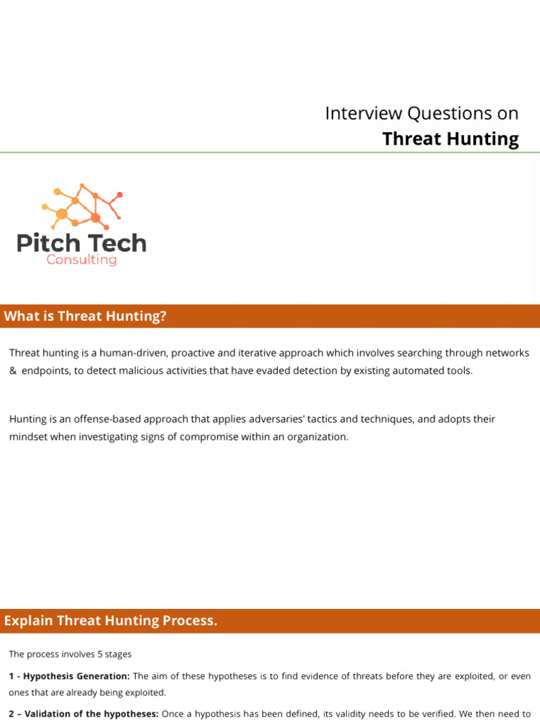 PTC - Interview Questions On Threat Hunting | PDF | Computer Security | Security