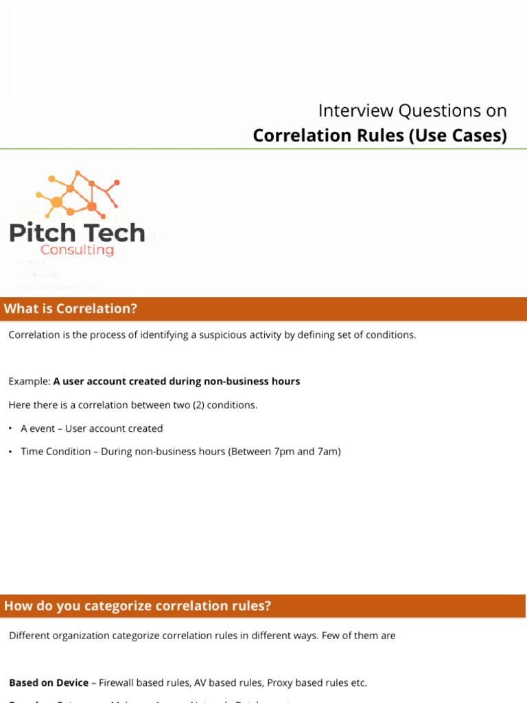PTC - Interview Questions On Correlation Rules | PDF | Malware | Cyberwarfare