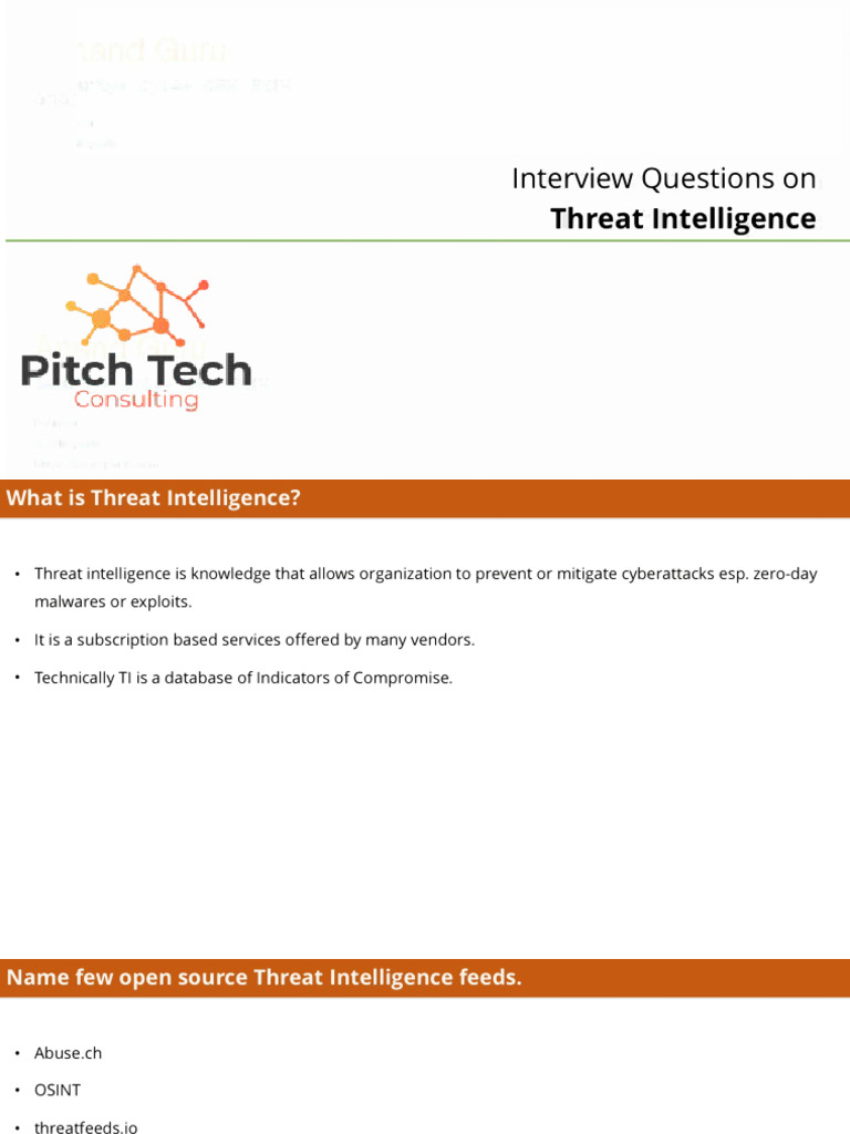 PTC - Interview Questions On Threat Intelligence 1 | PDF | Malware | Phishing