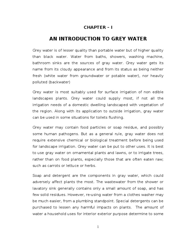 An Introduction To Grey Water: Chapter - I | Download Free PDF ...