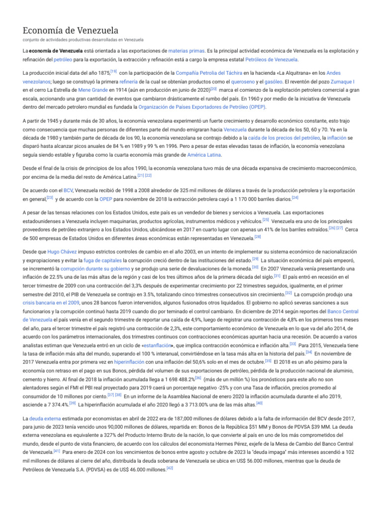 Economía de Venezuela - Wikipedia, La Enciclopedia Libre | PDF ...