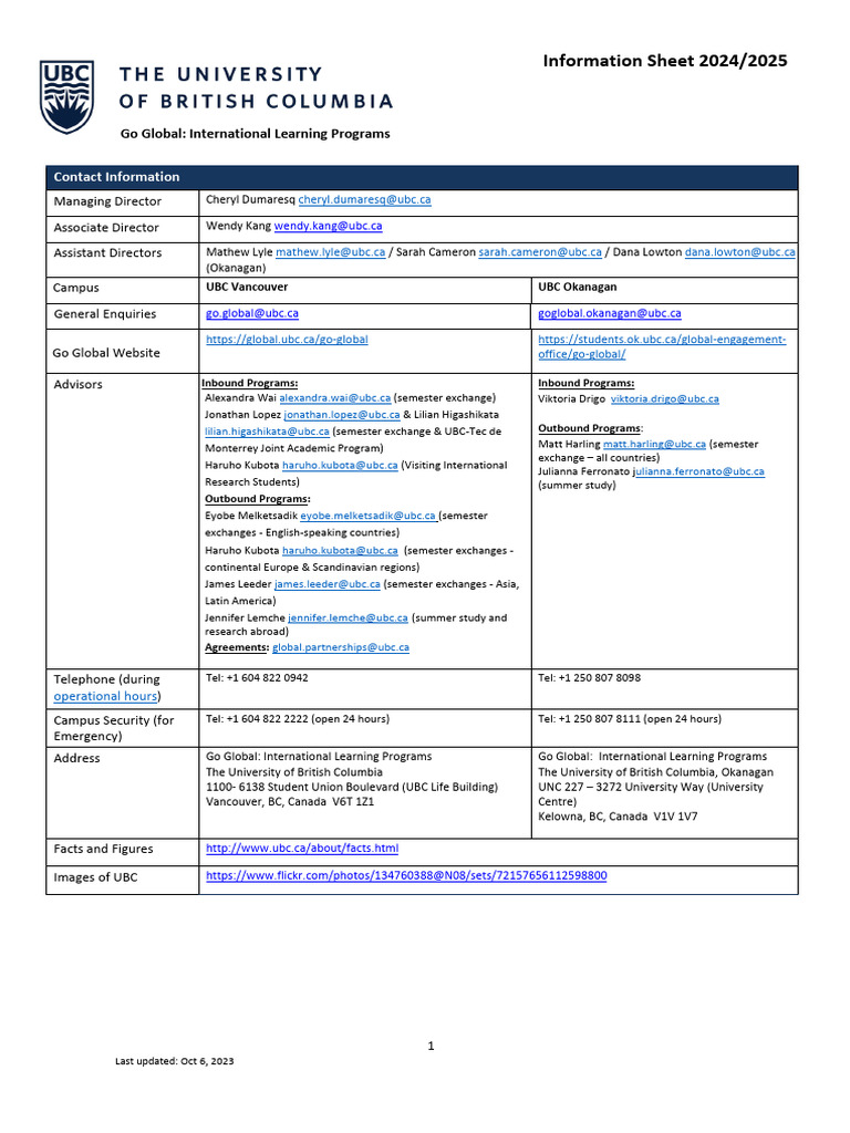 UBC Go Global Admission Guidelines 2024 | PDF