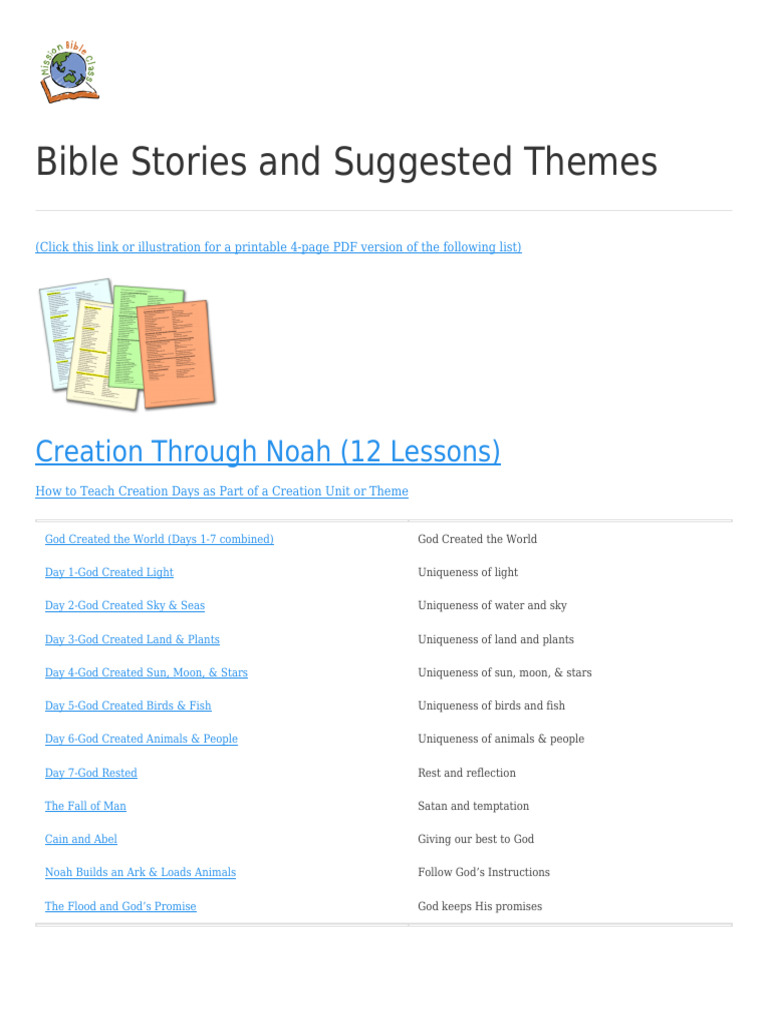 Bible Stories and Suggested Themes | PDF | Jesus | Paul The Apostle