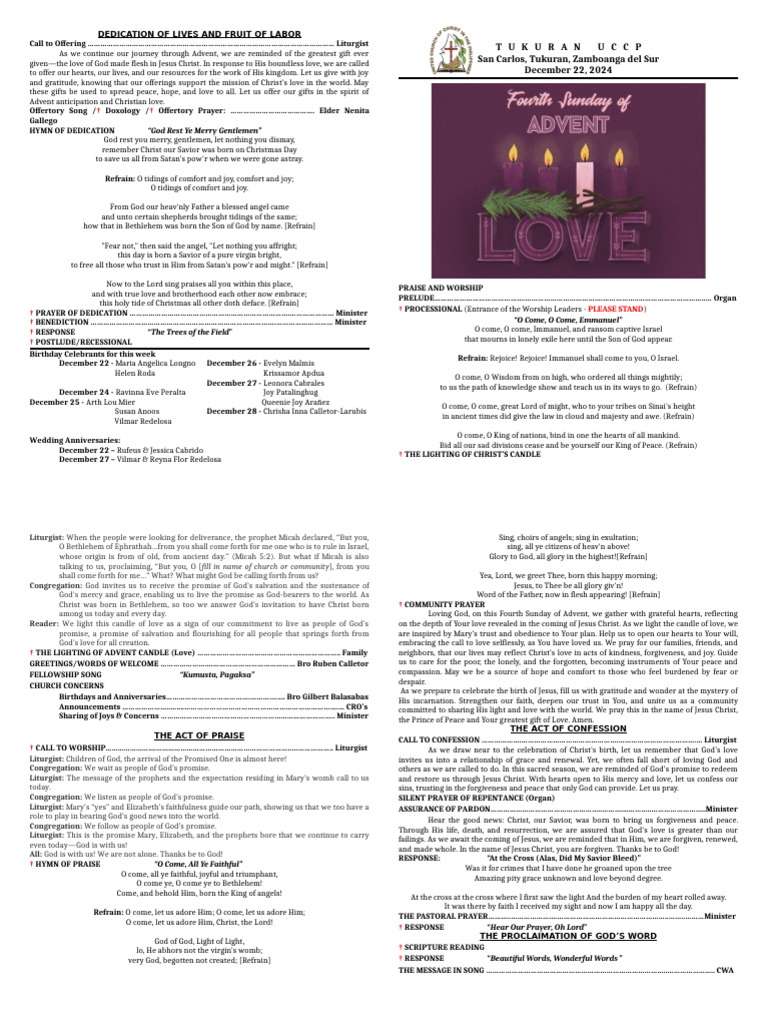 OOW - 22dec2024 Fourth Sunday of Advent | PDF | Jesus | Advent