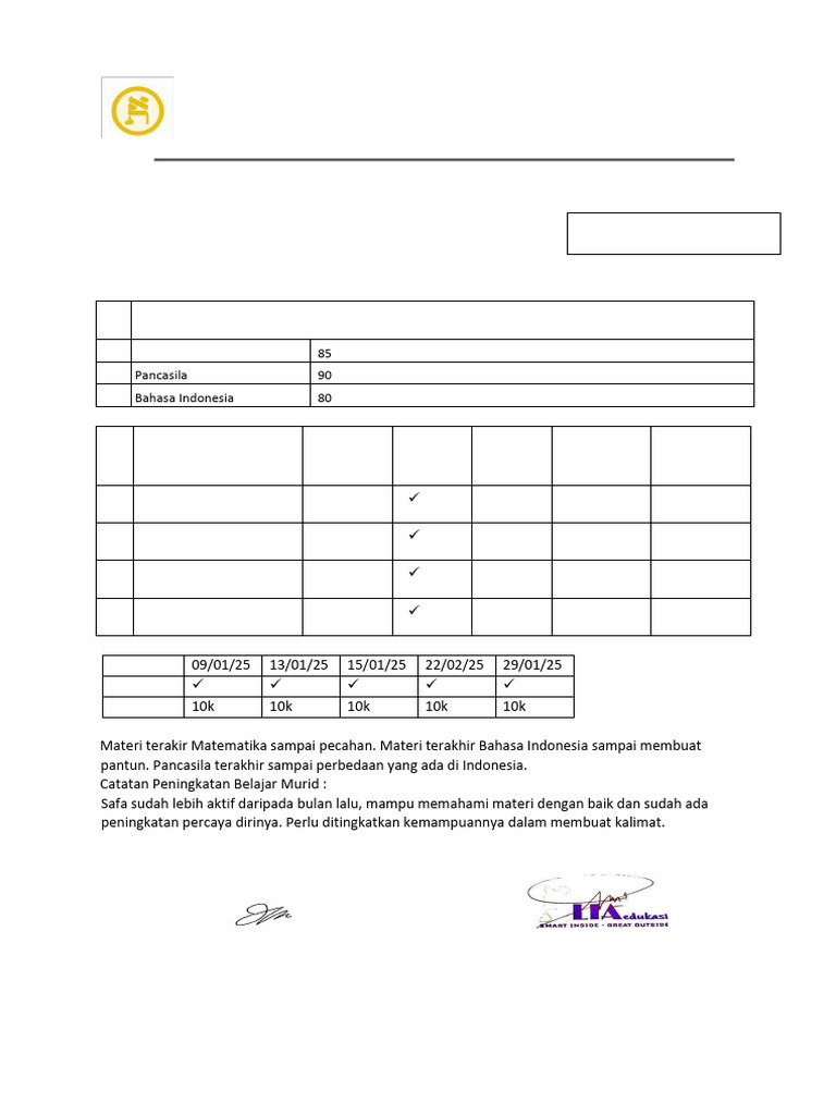 LAPORAN PERKEMBANGAN SAFA JAN | PDF