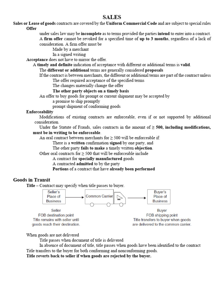 Understanding Sales Contracts and UCC Rules | PDF | Contract Law ...