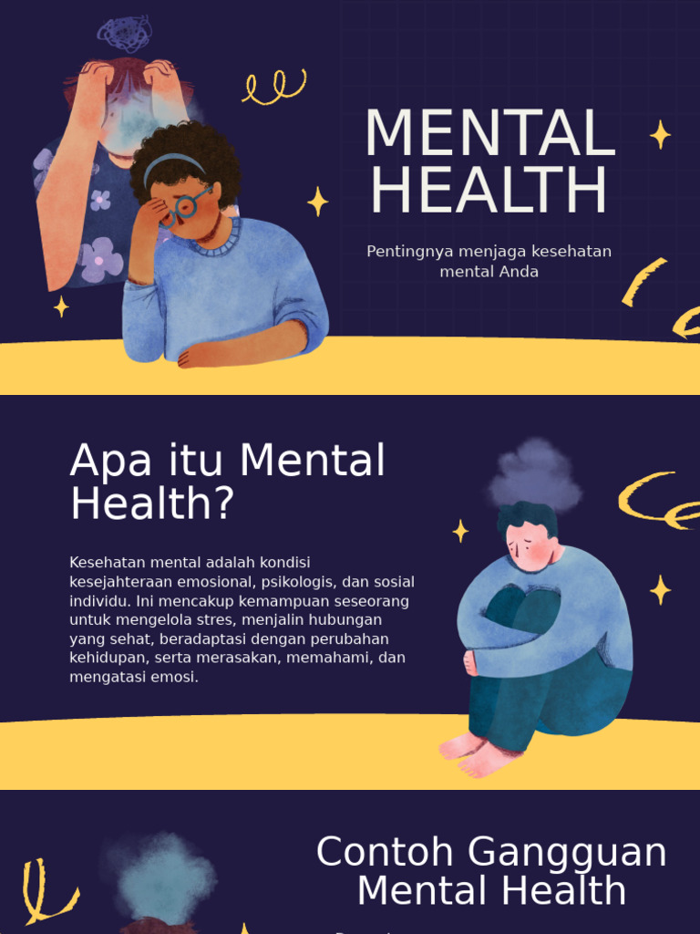 Navy Kuning Ilustratif Presentasi Mental Health | PDF