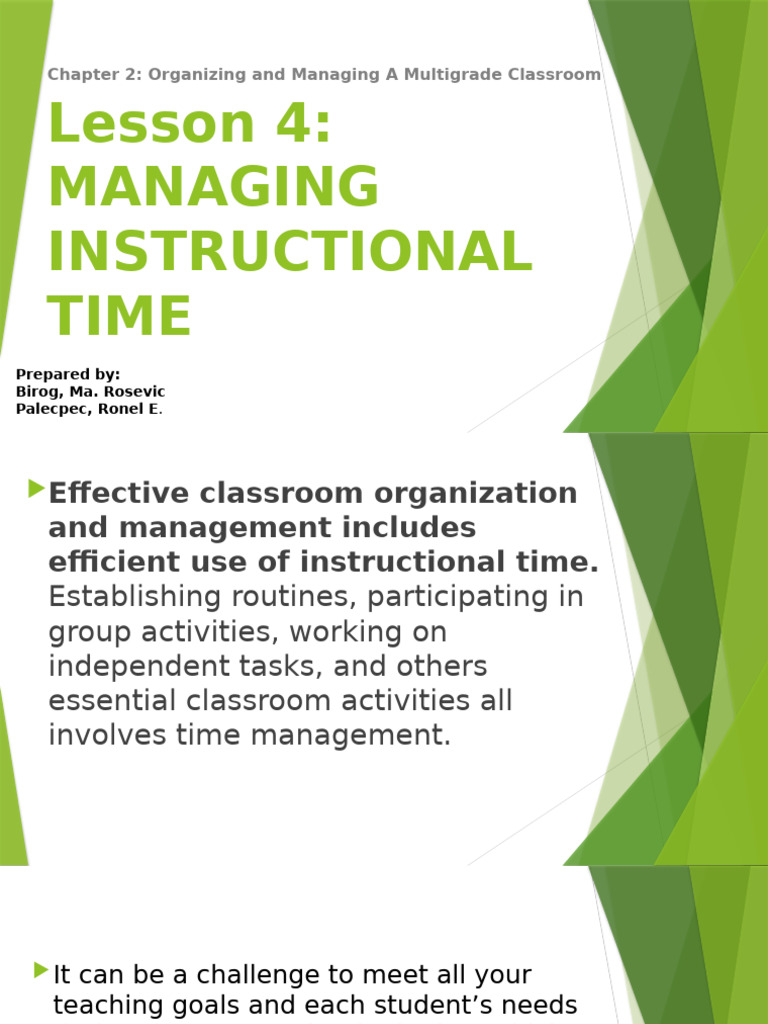 Chapter 2 Lesson-4 Managing Instructional Time | PDF | Teachers | Classroom