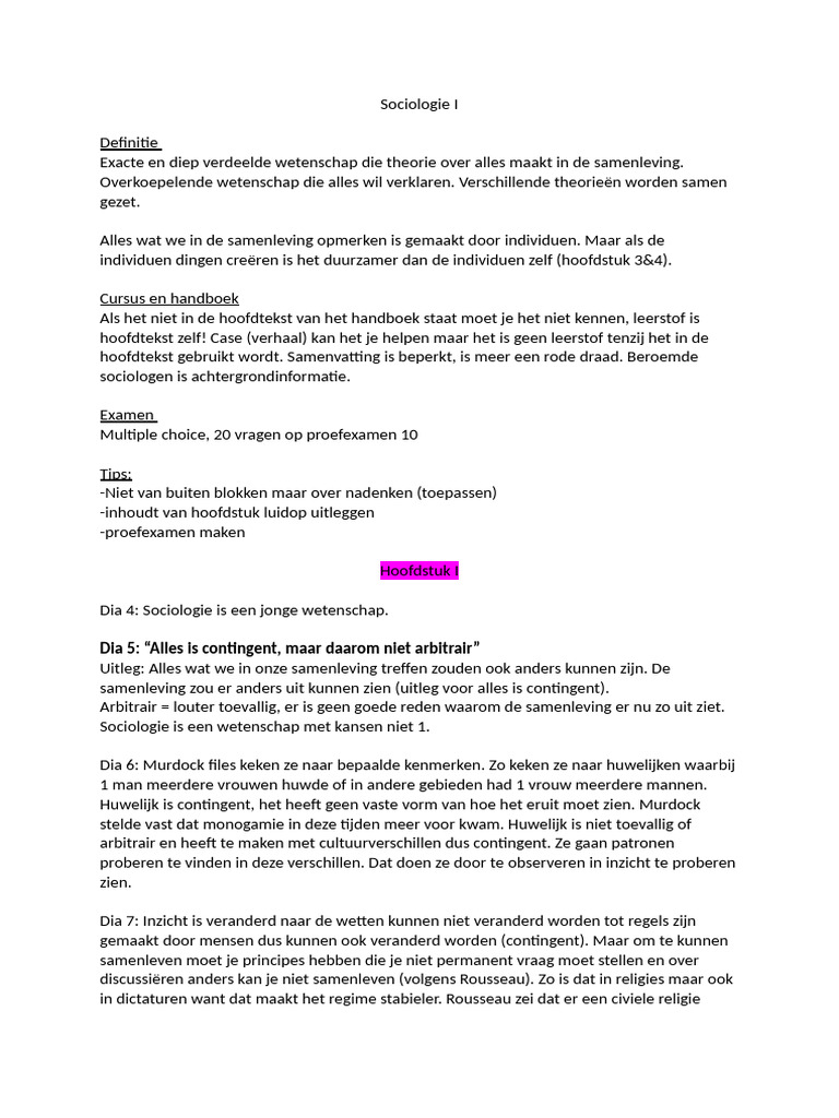 Sociologie I en Inleiding Notities | PDF