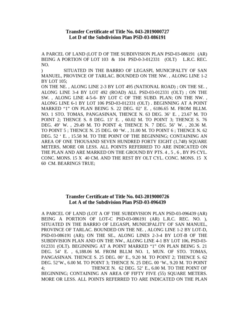 Transfer Certificate of Title No | PDF | Philippines | Foreign Exchange Market