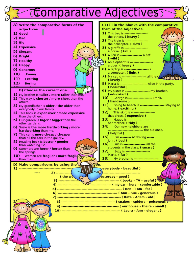 Comparative Adjectives Practice Exercises | PDF