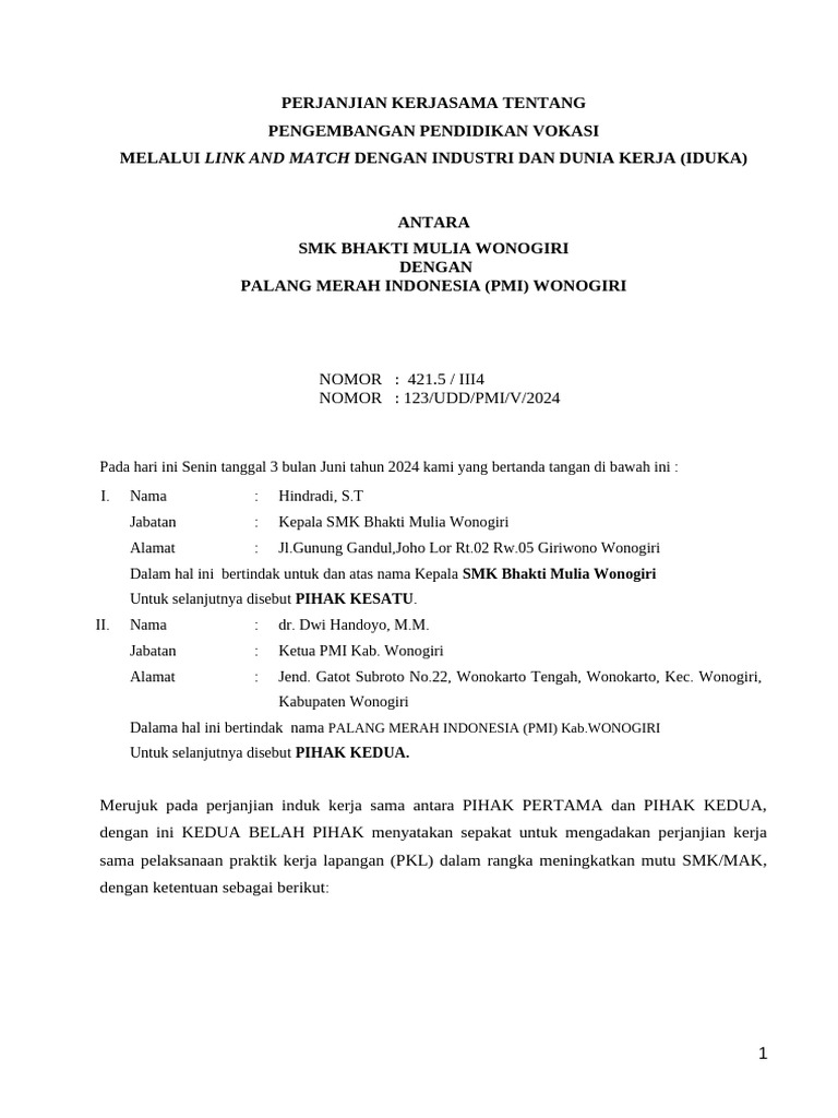 MOU PKL LAB PMI | PDF