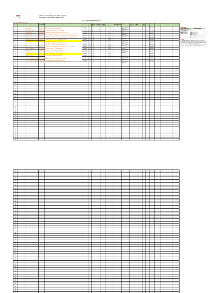 VTP Mau Excel Don Hang o | PDF