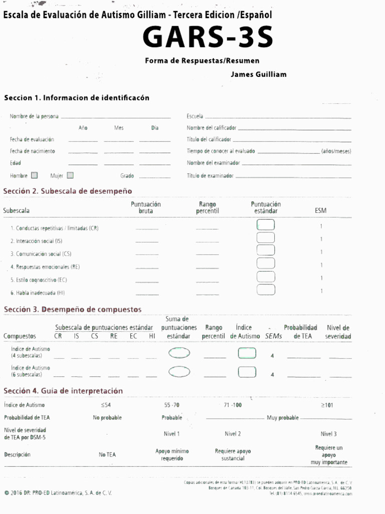 GARS-2 The Gilliam Autism Rating Scale, Second Edition | PDF