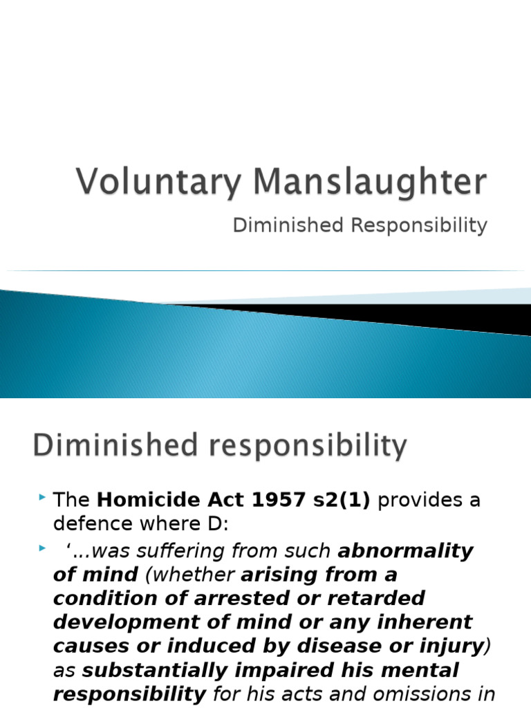 Slides - Voluntary Manslaughter Diminished Responsibility | PDF ...