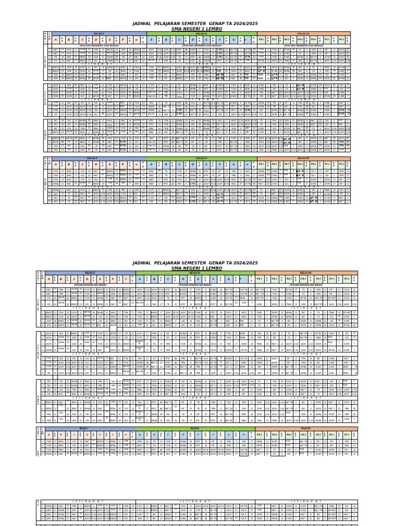 Jadwal Pelajaran Sem Genap 2024 2025 | PDF