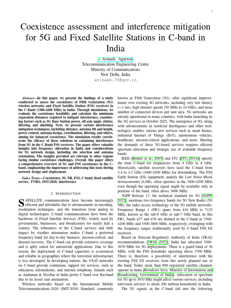 Coexistence Assessment And Interference Mitigation For 5g And Fixed