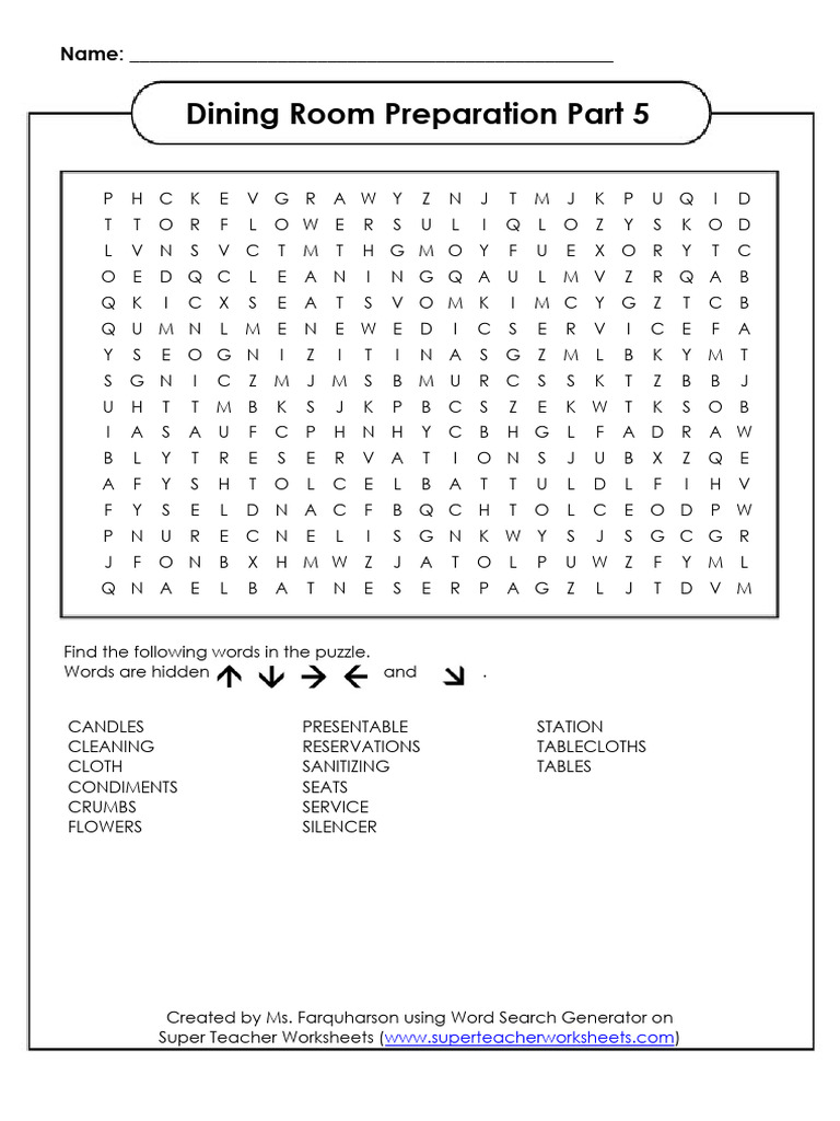 Dining Room Preparation Part 5 Page 1 - 1-1 | PDF