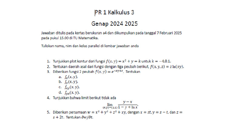 Tugas 1 Kalkulus 3 | PDF
