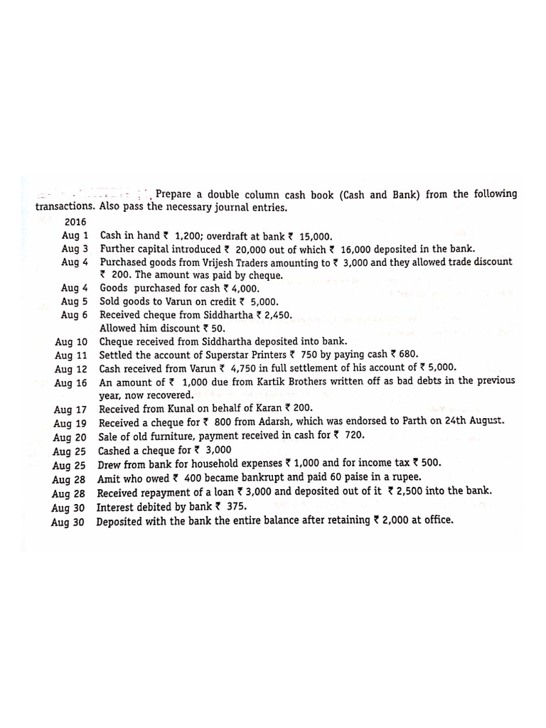 Class 11 Cash Book Test | PDF