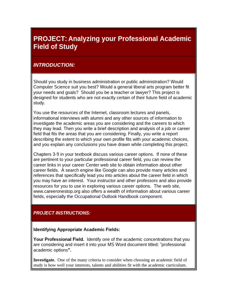Career Exploration Project Guide | PDF | Curriculum | Microsoft Word