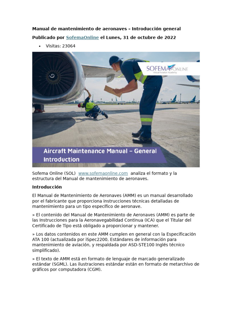 Introducción al Manual de Mantenimiento AMM | PDF | Aeronave | Motores