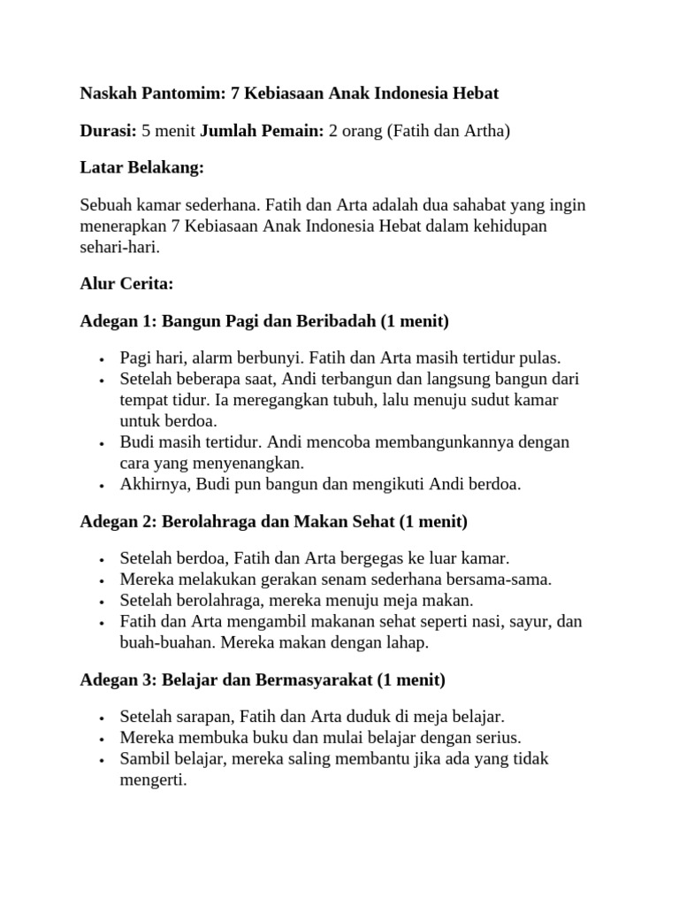 Naskah Pantomim: 7 Kebiasaan Hebat | PDF