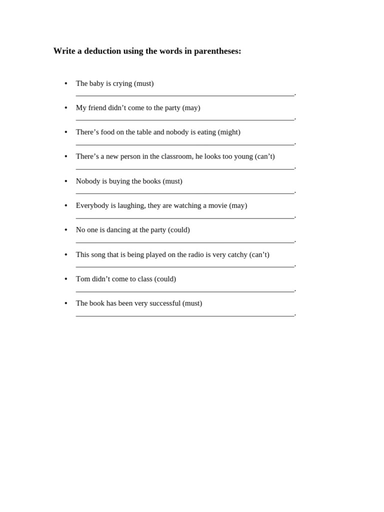 English Deduction Exercises | PDF