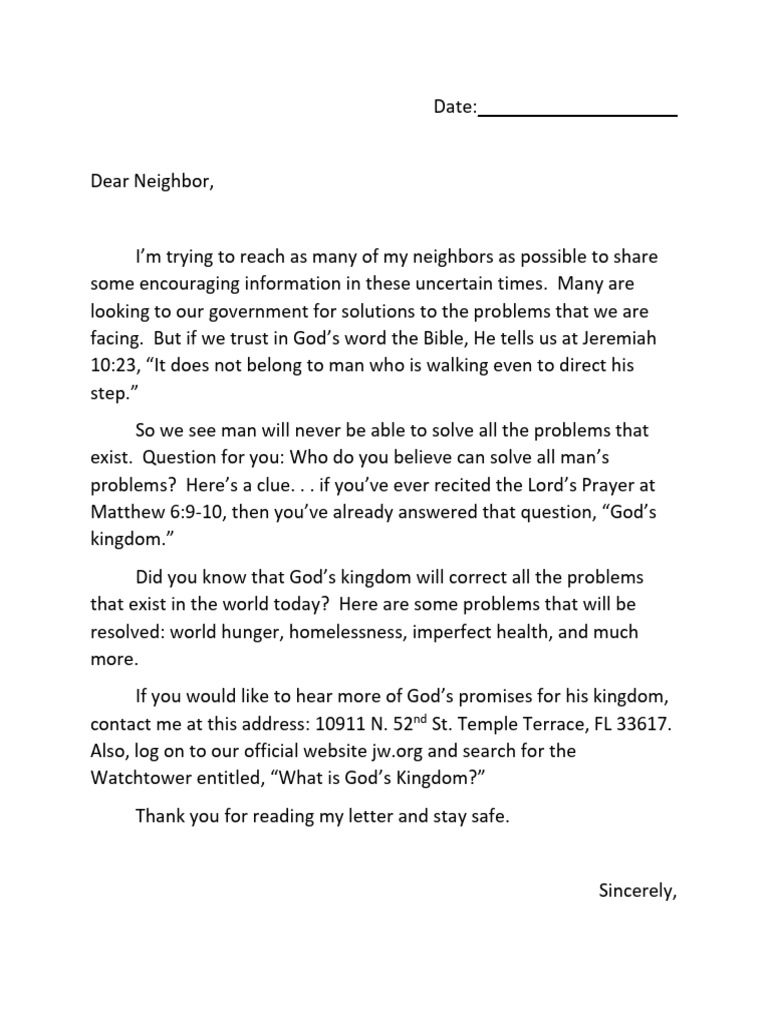 Mom's Witnessing Letter | PDF