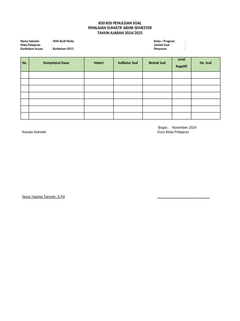 Kisi-kisi PSAS XII 2024 (1) | PDF