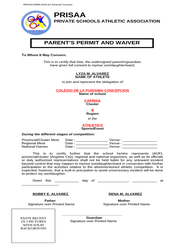 PRISAA Parental Consent Form | PDF