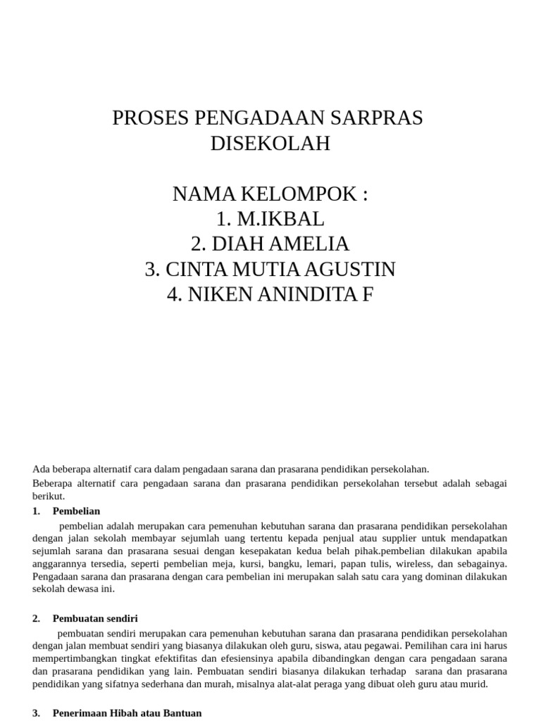 Proses Pengadaan Sarpras | PDF