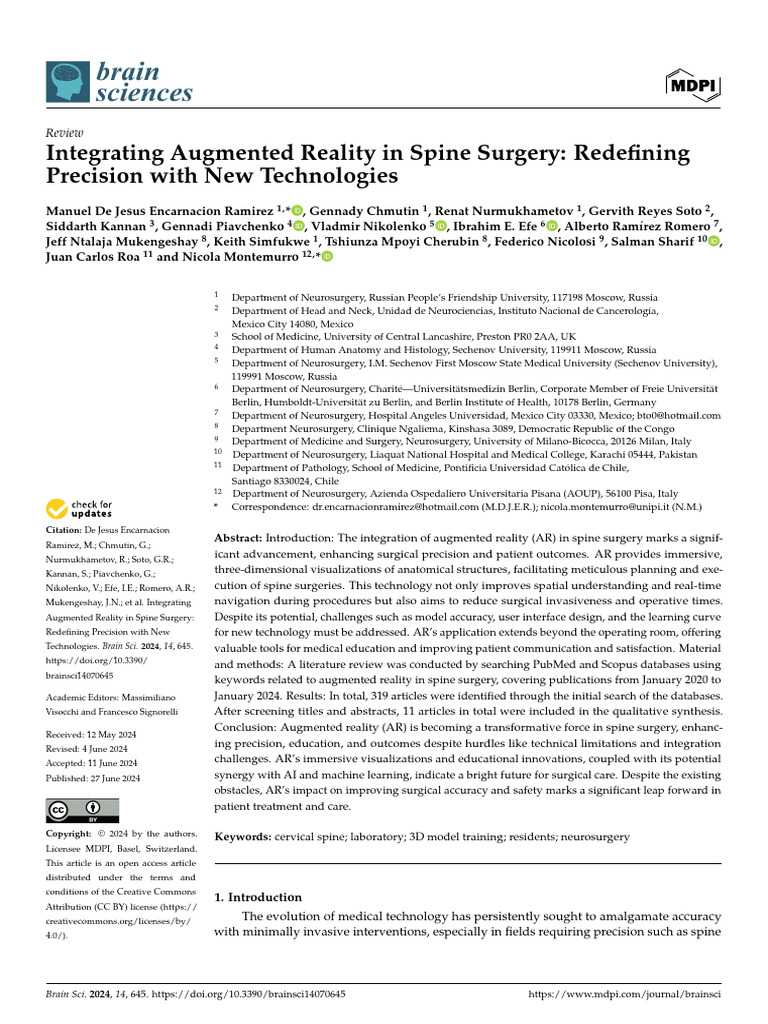 AR Spine | PDF | Augmented Reality | Surgery
