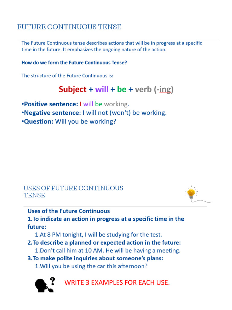 Grammar Future Continuous | PDF