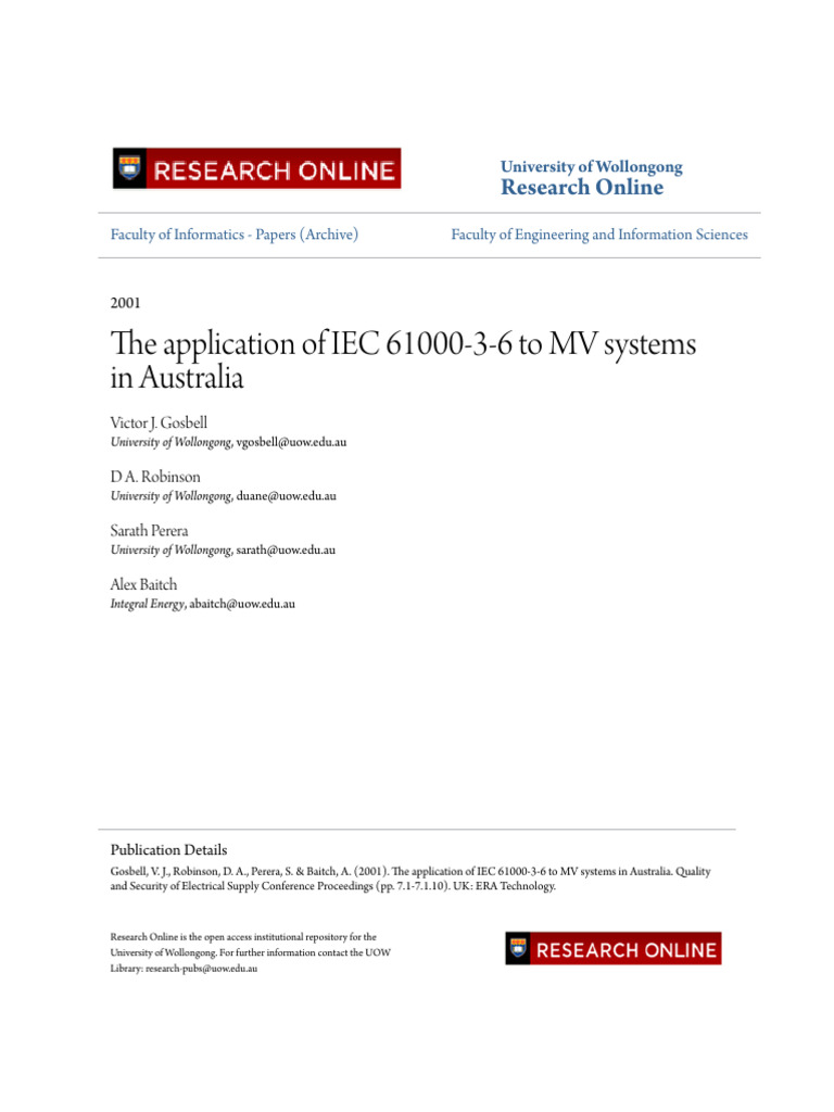 IEC 61000-3-6 in Australian MV Systems | PDF | Electromagnetic Compatibility | Electronic ...