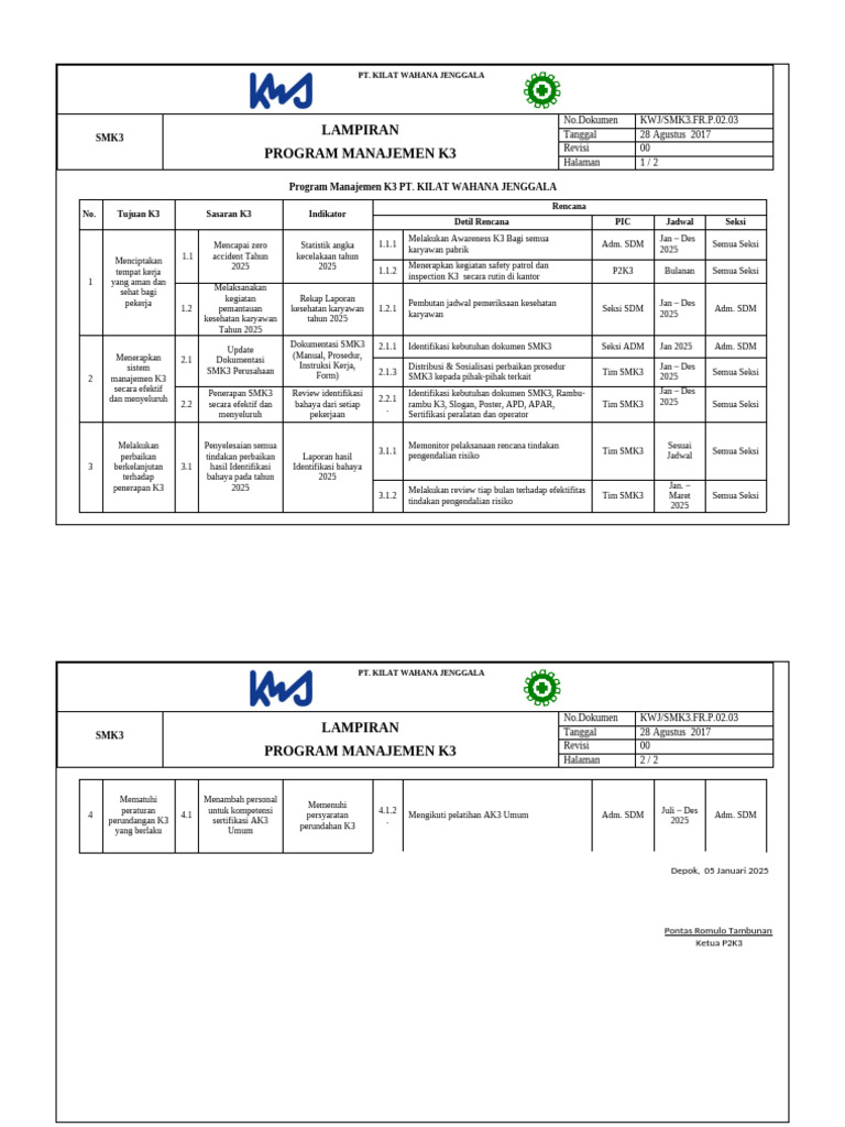 Program Management K3 2025 | PDF
