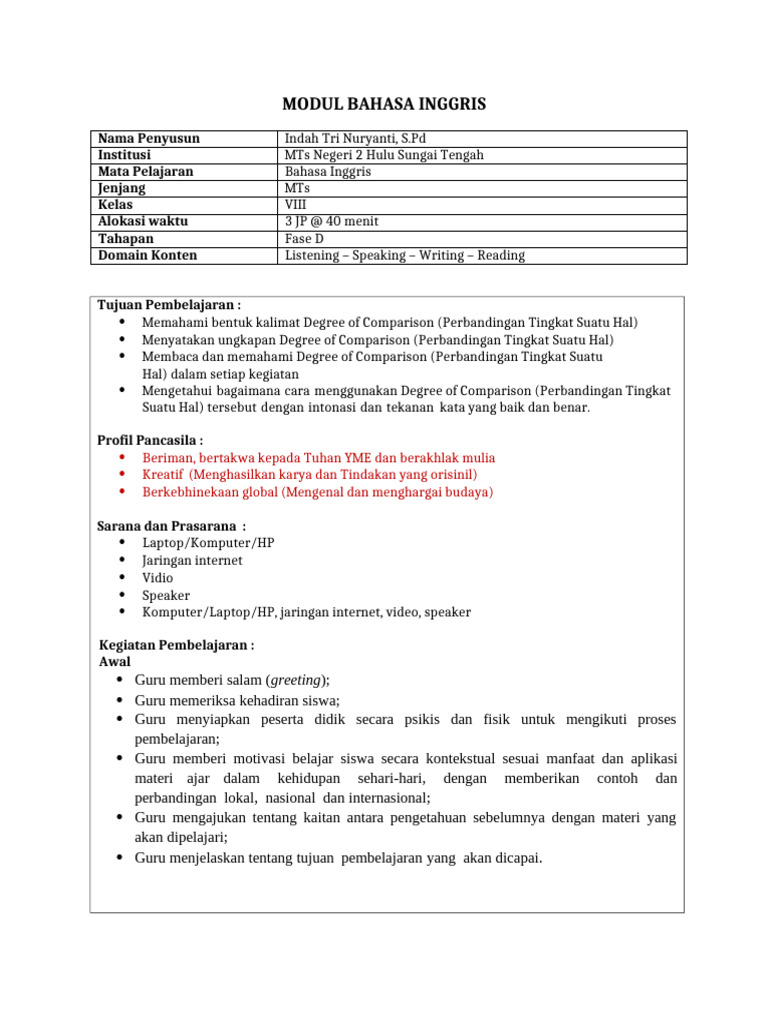 5.modul Degree of Comparison | PDF