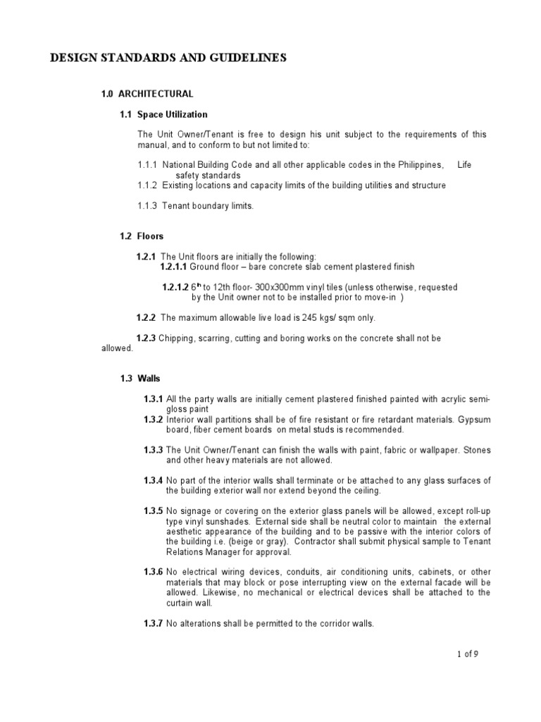 Design Standards And Guidelines