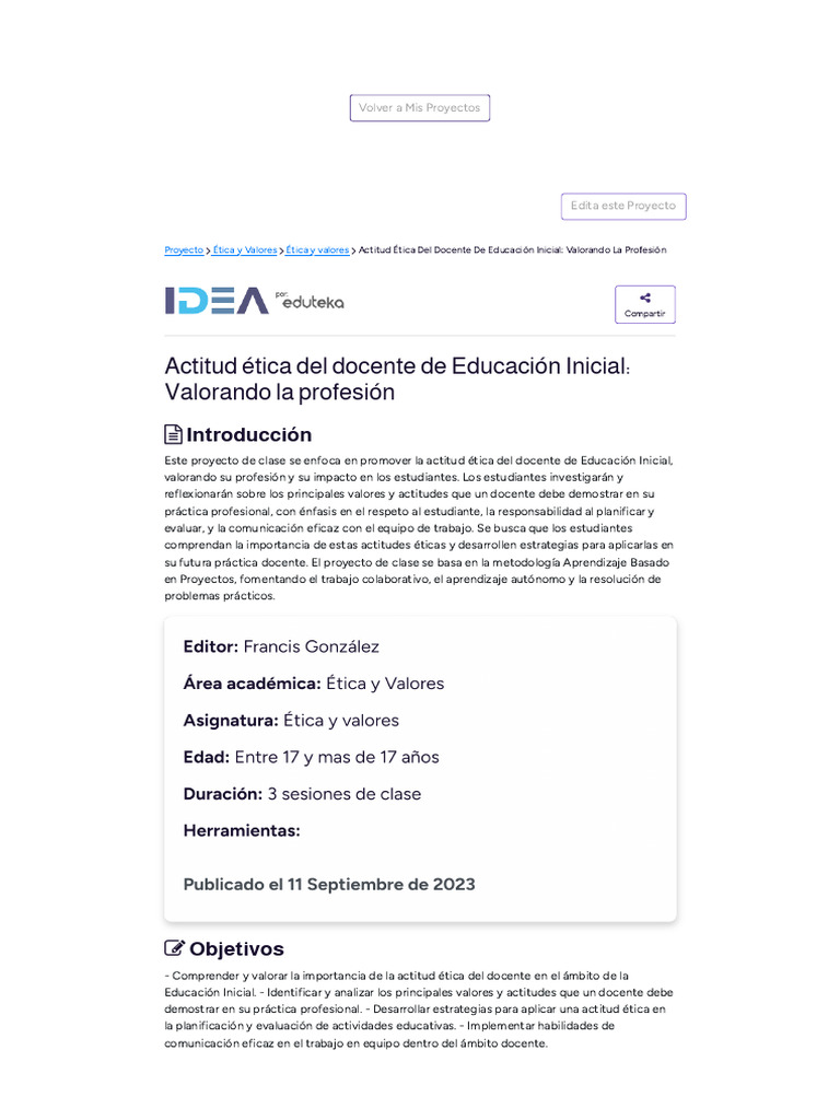 Actitud Ética Del Docente de Educación Inicial - Valorando La Profesión | PDF | Maestros | Enseñando