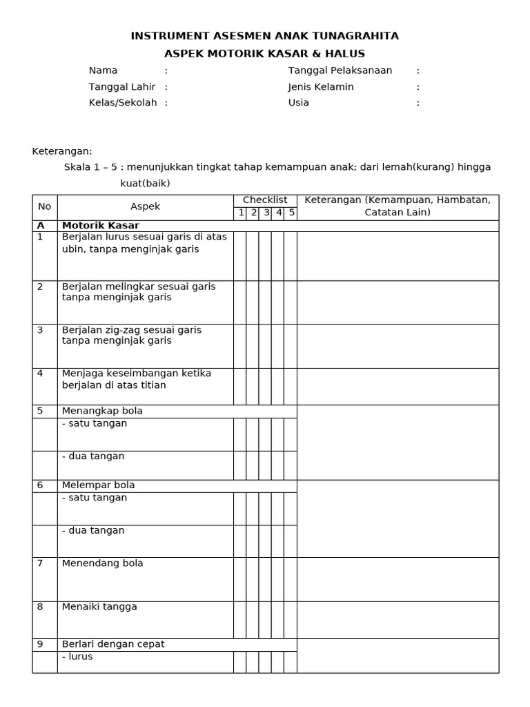 Instrumen Motorik ATG | PDF