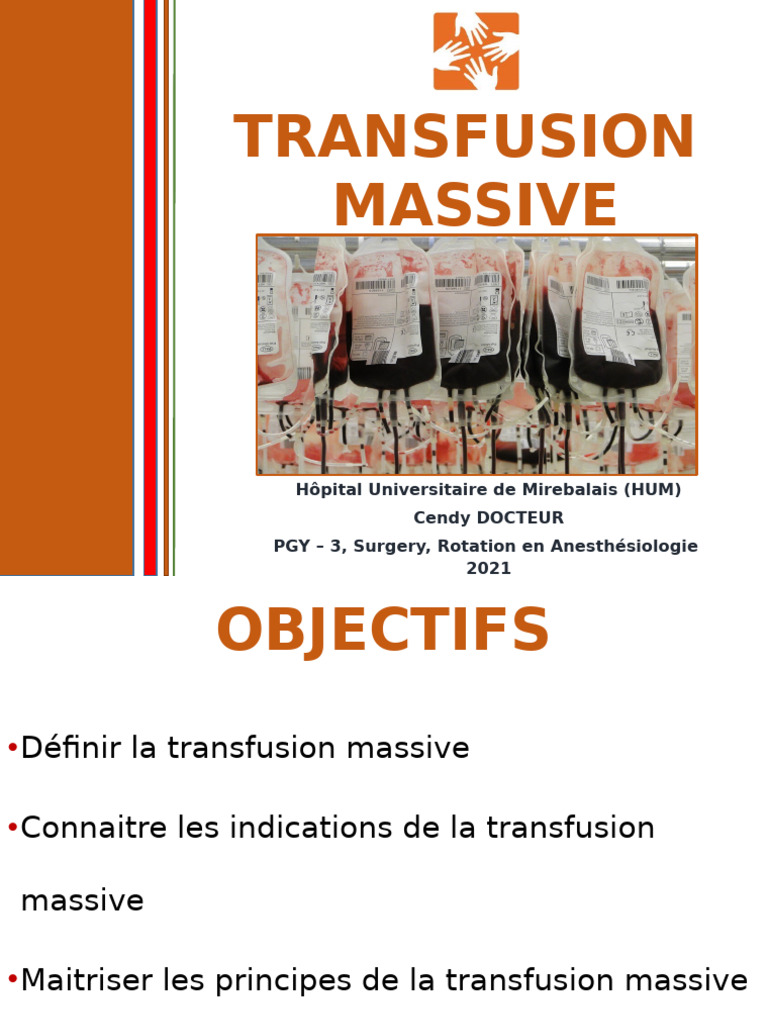Définition et principes de la transfusion massive | PDF | Transfusion ...