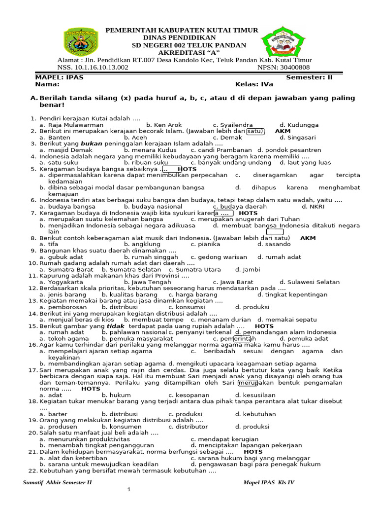 SAS IPAS KELAS4 | PDF