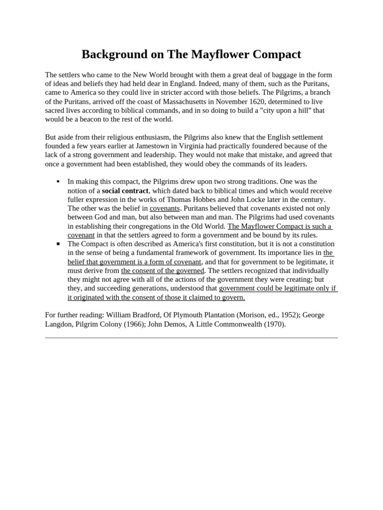 The Mayflower Compact(2)(1) | PDF | Puritans | Covenant (Biblical)