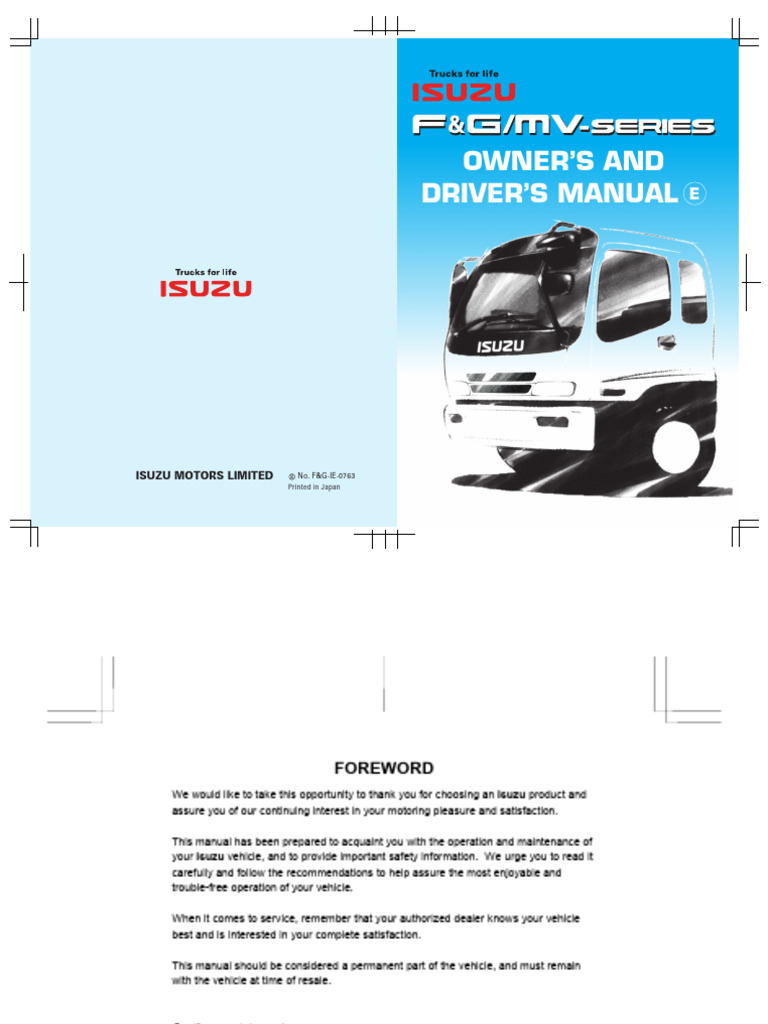 ISUZU Owner Manual | PDF | Exhaust Gas | Brake
