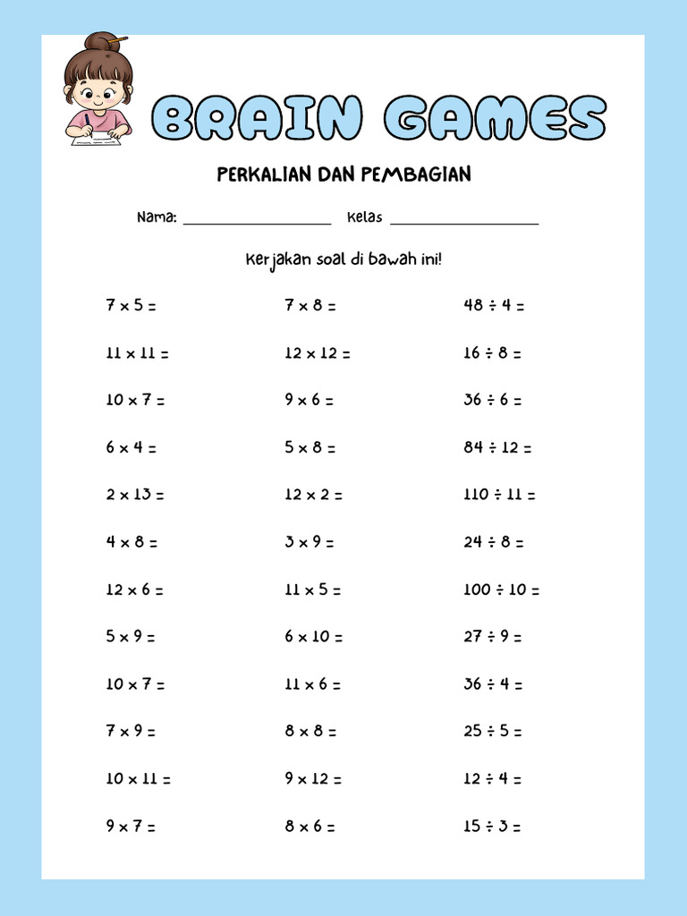 Multiplication and Division Mental Arithmetic Math Digital Worksheet in ...